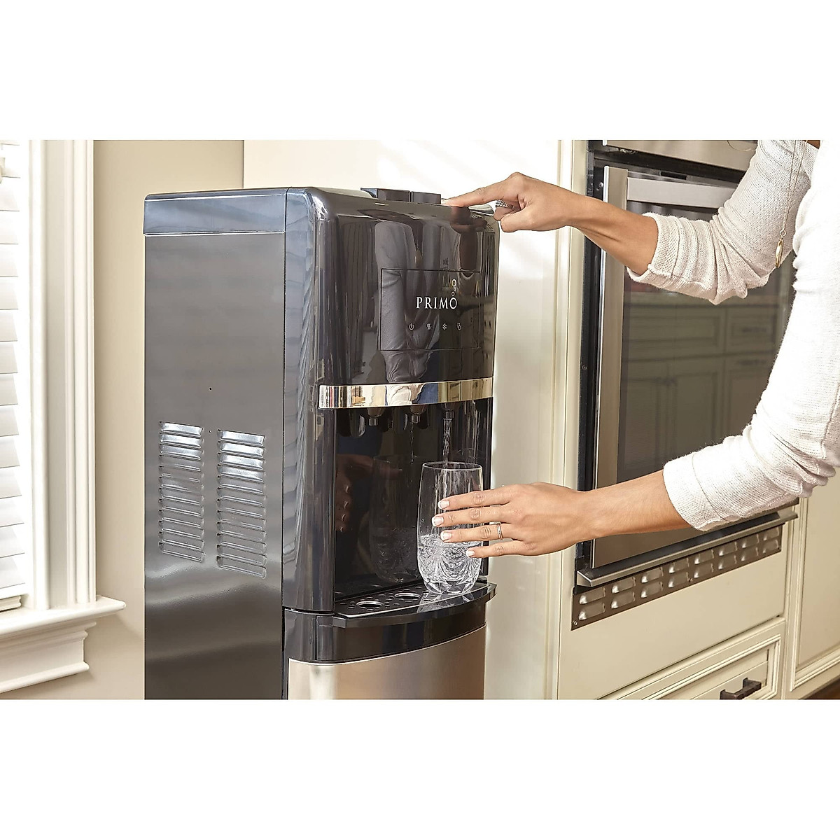 Primo Bottom Loading Water Dispenser, 3 Temp (Hot-Cool-Cold) Water Dispenser for 5 Gallon Bottle w/Child-Resistant Safety Feature [Bright Stainless Door]