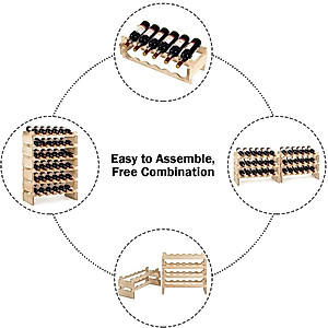 HAPPYGRILL Wood Wine Rack 36 Bottle Stackable Storage Stand Wine Display Shelves