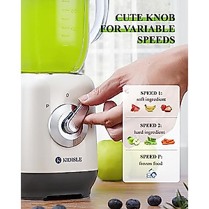 KIDISLE Retro Blenders for Kitchen, 34oz Glass Jar, 700W Smoothie Blender for Shakes and Smoothies, 3 Adjustable Speed for Milkshake, Ice Crush, Puree and Frozen Fruit, White