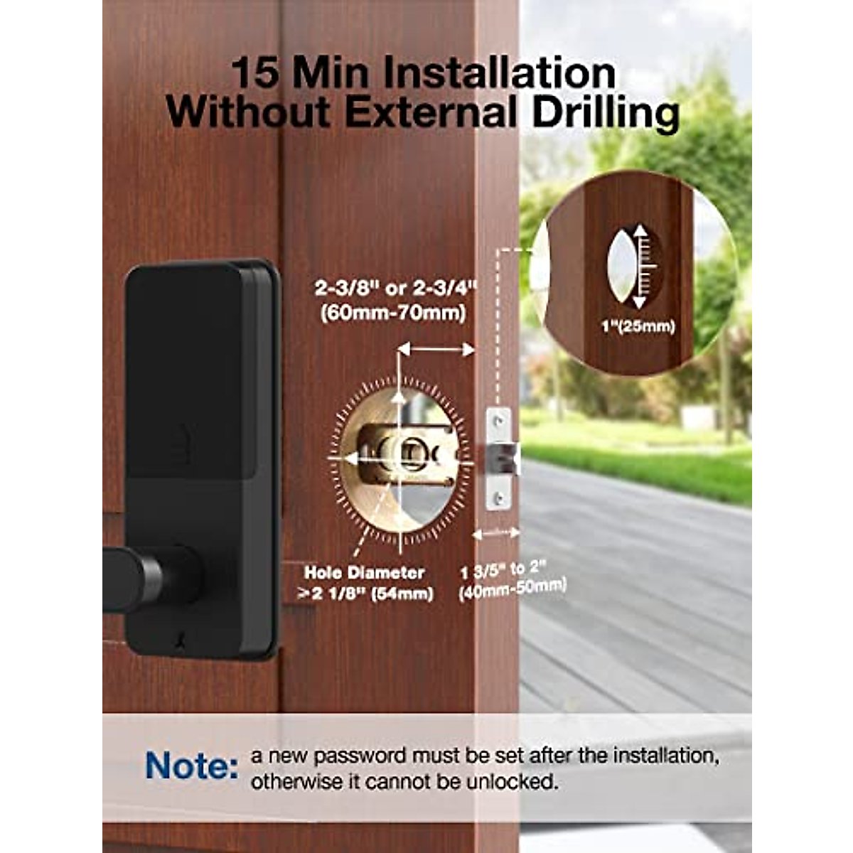 Wi-Fi Smart Lock, Fingerprint Keyless Entry Door Lock with Handle, Smart Lock for Front Door Anti-Peeping, Electronic Digital Keypad Door Lock Works with Alexa, Remotely Control (G2 Gateway Included)