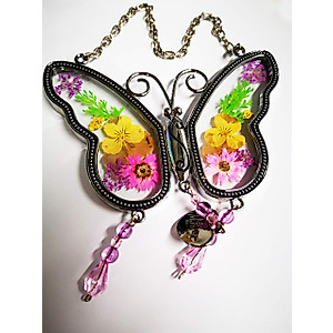 KOLIN Mom Butterfly Mother Suncatcher with Pressed Flower Wings - Butterfly Suncatcher - Mom Gifts Gift for Mother's Day