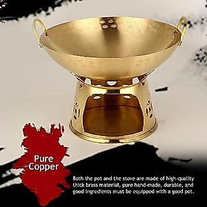 ZGFF Buffet Dry Pot Alcohol Stove, Simple Pure Copper Chafing Dish, Household Small Stew Hot Pot, for Outdoor Picnics Family Dinners