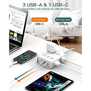 Surge Protector, Outlet Extender with Night Light, Addtam 5-Outlet Splitter and 4 USB Ports and 10Ft Surge Protector Power Strip with 8 AC Outlets and 4 USB Ports(1 USB C), for Home, Office and Dorm
