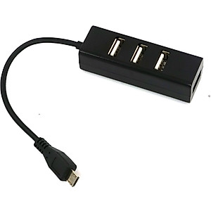 LoveRPi MicroUSB to USB 4 Port Black OTG Hub for Raspberry Pi Zero