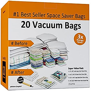 Vacuum Storage Bags-Space Saving Air Tight Compression-Shrink Down Closet Clutter, Store and Organize Clothes, Linens, Seasonal Items by Everyday Home