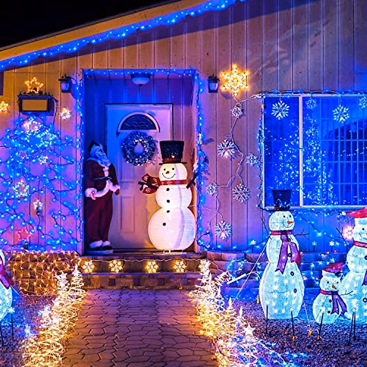 JMEXSUSS 2 Pack Blue Solar Christmas Lights, 33ft 100 LED Solar String Lights Outdoor Waterproof, 8 Modes Copper Wire Mini Solar Fairy Lights for Outside Patio Garden Tree Party Christmas Decorations