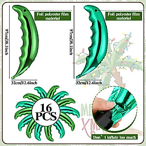 126 Pcs Coconut Palm Tree Leaves Balloons Hawaiian Balloons Set, 16 Pcs Palm Tree Balloon and 110 Brown Birthday Balloon Luau Party Decorations for Summer Tropical Weeding Baby Shower Supplies Gifts