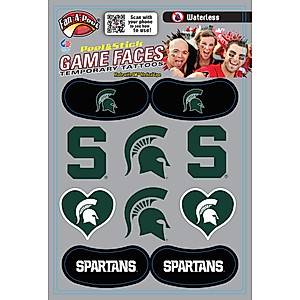Fan-A-Peel Michigan State University Waterless Temporary Tattoos - Hypoallergenic Peel and Stick Waterproof Temporary Tattoos, Decal Assortment - Officially Licensed