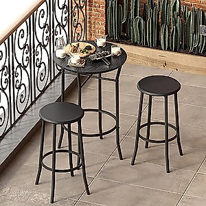 GAOMON 3-Piece Bar Table Chairs, Round Counter Height Bistro Dinette Sets with 2 Barstools for Kitchen, Breakfast Nook, Small Spaces, Matte Black