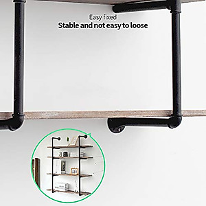 Coral Flower Industrial Pipe Shelving Wall-Mounted 4-Tier Rustic Metal Floating Shelves Wood Book Shelves Wall Shelf Unit Bookshelf Hanging Wall Shelves，Gray