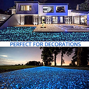 HTWNK 1000pcs Glowing Rocks Glow in The Dark Pebbles for Outdoor Decor, Garden, Patio, Lawn,(Blue)