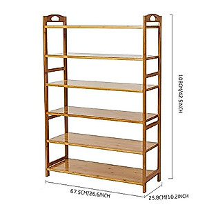 Livebest 6-Tier Entryway Shoe Rack Wooden Shoe Shelf Storage Organizer Cabinet