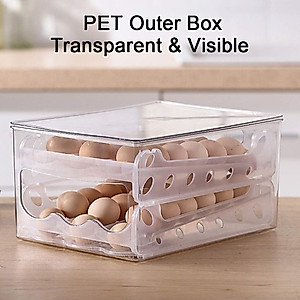 Keyii Egg Holder for Refrigerator, Pull Out Egg Refrigerator Drawer with Slide Design, Adjustable Egg Holder Storage Container for 36 Eggs (Z26HS49V17TI)