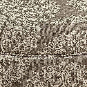 Homepop Home Decor | Upholstered Round Storage Ottoman | Ottoman with Storage for Living Room & Bedroom, Brown Medallion, Large