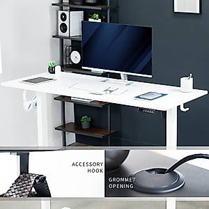 VIVO Electric 55 x 24 inch Stand Up Desk, Complete Height Adjustable Standing Home & Office Workstation with Memory Controller, White Top, White Frame, DESK-E155TW