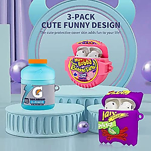 [3Pack]Cute Case for Airpod 2/1, 3D Cartoon Kawaii Bubble Gum&Sport Water&Purple Potato Airpods Cover Food Design Girl Boys Fashion Fun Protective Skin Accessories Silicone Case