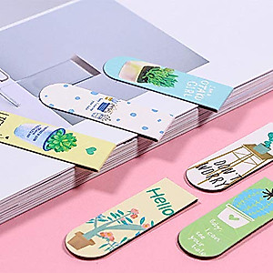 30 Pieces Cute Magnetic Bookmarks for Women/Men, Dual Sided Rainbow Film Laminated Book Markers for Girls, Funny Magnetic Bookmarks for Kids, Book Marks Bulk Page Clip Reading Giveaways (Cactus Plant)