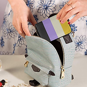 Slim Minimalist Soft Leather Mini Case Holder Organizer Wallet for Women Men Nonbinary Pride Flag