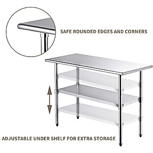 Nurxiovo Work Table Kitchen Prep Workbench Stainless 24 x 48 Commercial Prep Table for Shop Home Industrial Restaurant Food Preparation