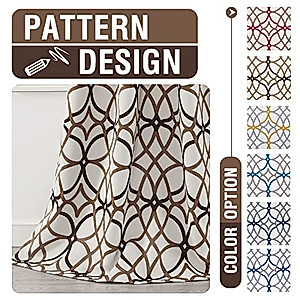 H.VERSAILTEX Blackout Curtains Printed Design 84 Inch Length 2 Panels Set Thermal Insulated Curtains for Bedroom Living Room Geometric Modern Grommet Window Drapes - Taupe and Brown