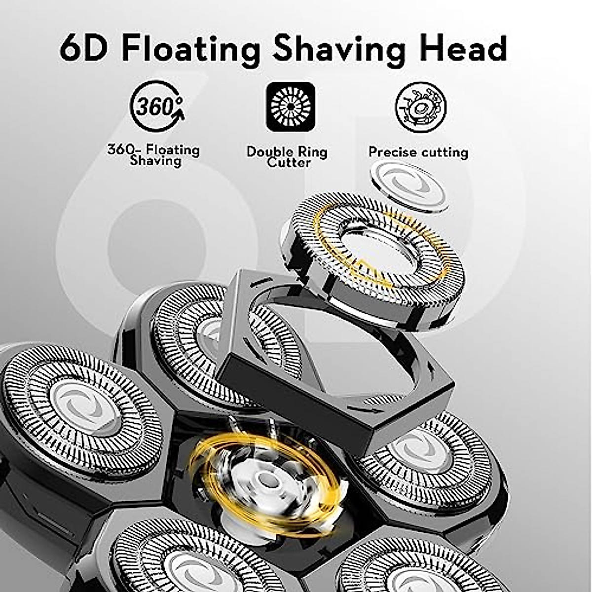 Kibiy Head Shavers Replacement Blades, 6 Blades Head Shaver for Bald Men Replacement, Easy Install Electric Razor Shaver for Model MS-672