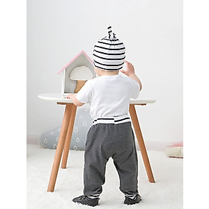 DISAUR Baby Boy Clothes Newborn Boy Outfits, Infant Short Sleeve Letter Print Romper+Long Pants+Hat 3PC Clothing Set(3M,White)