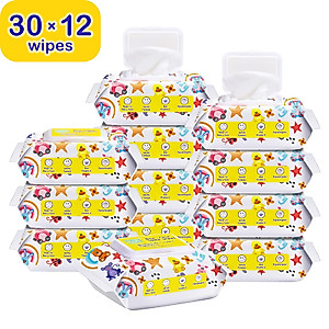 Baby Wipes - HAPPY BUM Saline Baby Wipes, Unscented, 360 Count (12 Packs of 30 Wipes) Saline Face Wipes