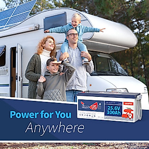 Timeusb 24V 100Ah LiFePO4 Battery, 2.56kWh Lithium Battery, Built-in 100A BMS, 10-Year Lifetime with Grade A LiFePO4 Cells, Perfect for RV, Camper, Home Energy Storage, Van, Off-Grid, etc
