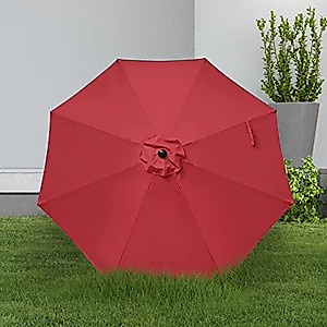YSSOA 9' Patio Umbrella Outdoor Table Market Yard Umbrella with 8 Sturdy Ribs, Red