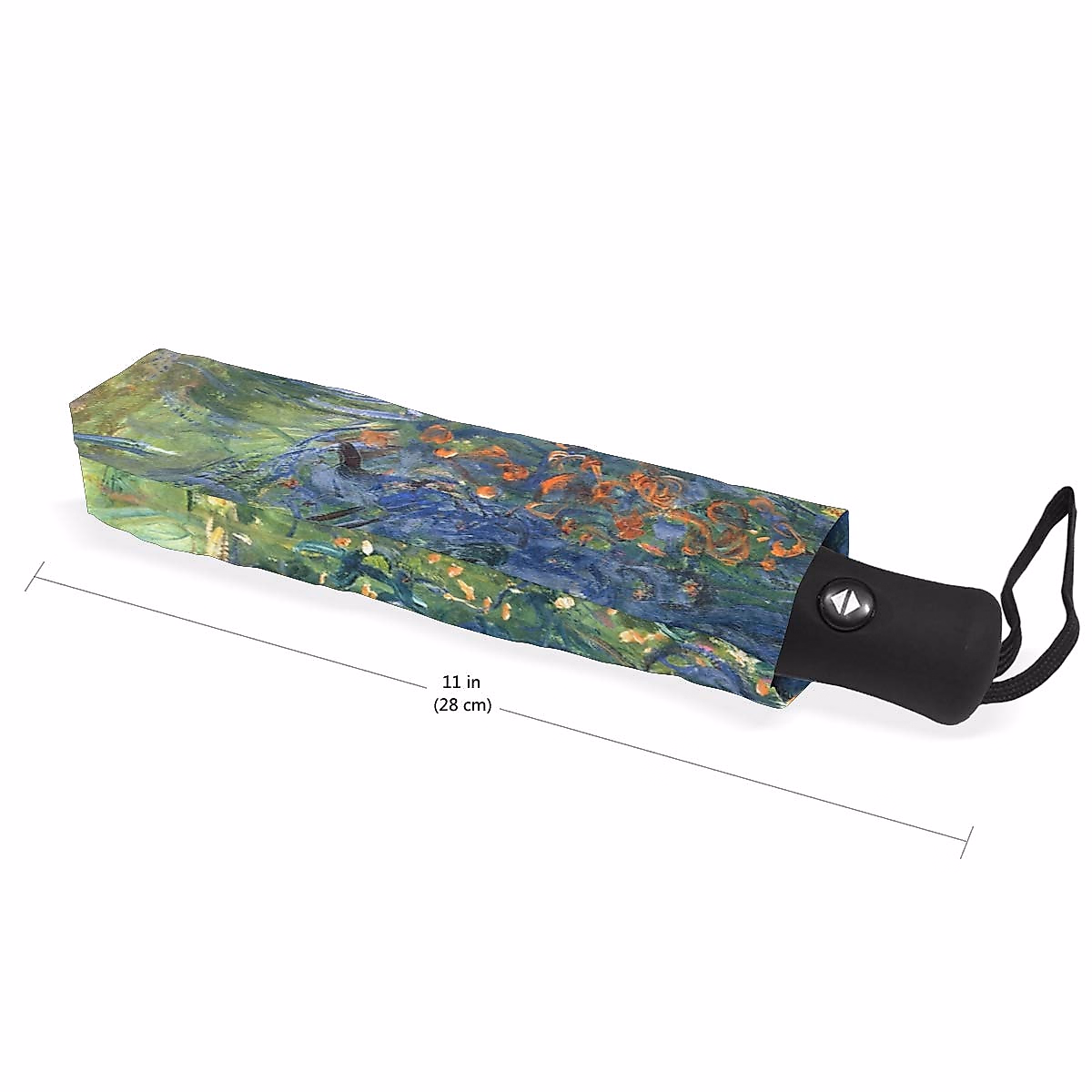 AHOMY Auto Open Close Umbrella, Monet's Water-Lily Pond Giverny Folding Travel Umbrellas for Rain and Sun