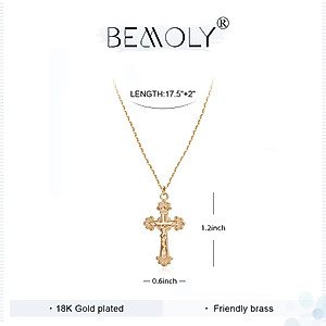 Befettly Cross Pendant Necklaces For Women Dainty Handmade 18k Plated Gold Chain Necklace Simple Coin CZ Triangle Jewelry Choker