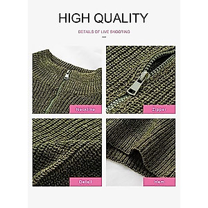 EVALESS Sweaters for Women Waffle Knit Long Sleeve Quarter Zip Pullover for Women Business Casual Fall Fashion Tops Winter Trendy Aestheic Teathcer Clothes V Neck Oversized Green Sweater,Samll Size