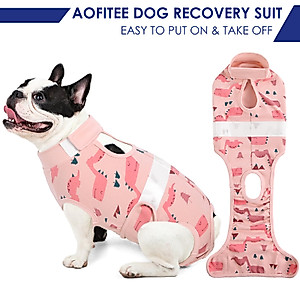 AOFITEE Dog Surgery Recovery Suit, Anti Licking Recovery Suit for Dogs Cats Breathable Dog Onesie for Surgery Female Male, Dog Cone Alternative After Surgery Surgical Suit for Abdominal Wounds