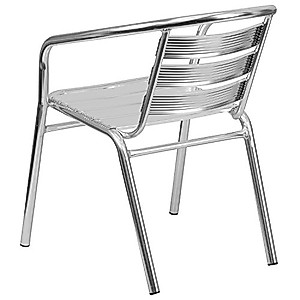Flash Furniture Heavy Duty Commercial Aluminum Indoor-Outdoor Restaurant Stack Chair with Triple Slat Back