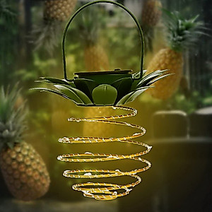 JFRISING 2 Pack 60 LEDs Solar Pineapple Lighting Lantern,Metal Pineapple Solar Powered Garden Outdoor Waterproof Hanging Lantern, Home Decorative for Patio Yard Porch Path