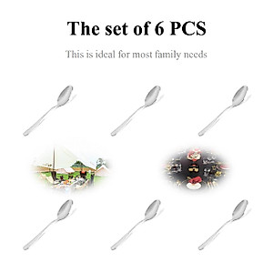 Mini Dessert Spoons Set of 6 PCS,Food Grade Stainless Steel,5.43 Inches,Rust Resistant,Sturdy and Durable,Mirror Polish,Silver,Dishwasher Safe.