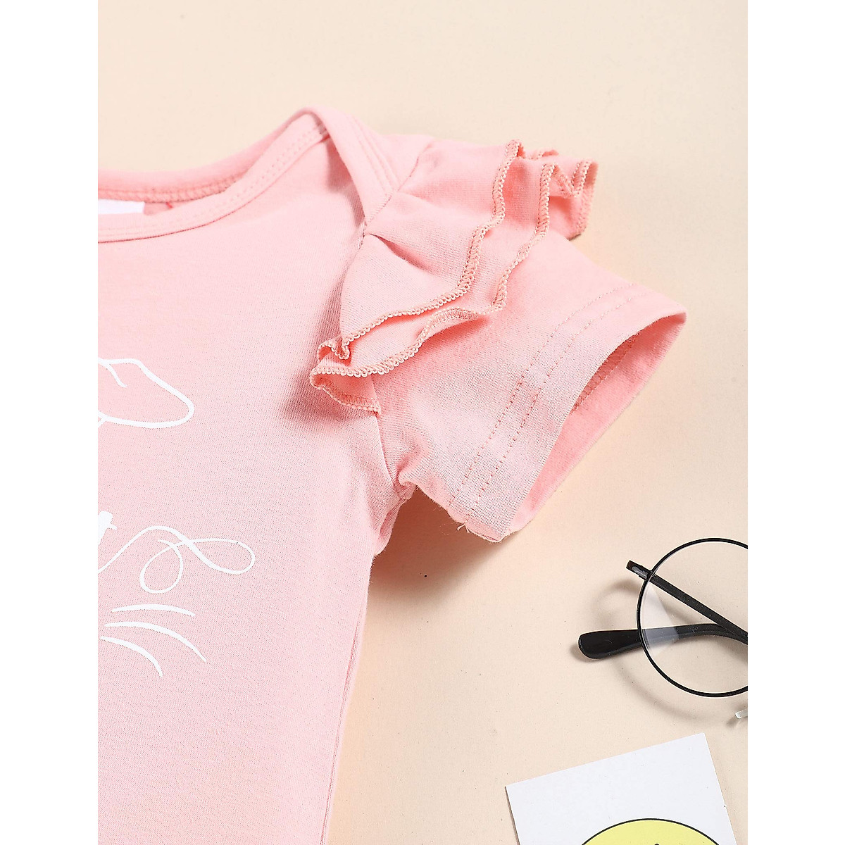 My 1st Easter Outfit Newborn Baby Girl Bunny Letters Romper Ruffle Floral Shorts set (Pink, 0-3 Months)