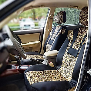 COOLBEBE Leopard Car Seat Covers - Cheetah Pattern Integrated Auto Seat Cover Car Protector Interior Accessories, Airbag Compatible, Universal Fits for Cars, SUV, Truck, Full Set