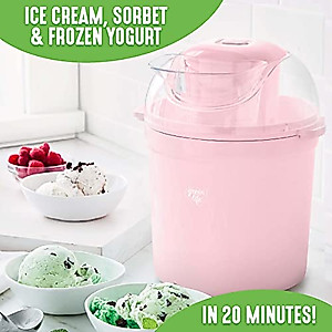 GreenLife 1.5QT Electric Ice Cream, Frozen Yogurt and Sorbet Maker with Mixing Paddle, Dishwasher Safe Parts, Easy one Switch, BPA-Free, Pink