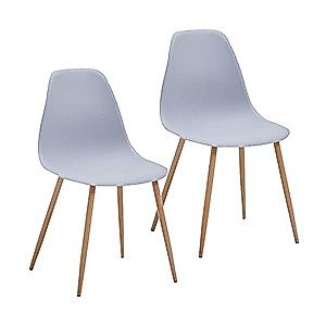 Porthos Home Oban Dining Chairs Set of 2 with Durable Plastic Shells and Tapered Iron Legs in Woody Accent (Great for Dining Rooms
