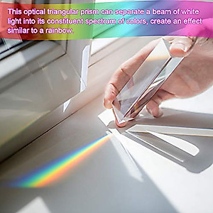 Coitak 6 inch Optical Glass Triangular Prism, Crystal Triangular Prism for Teaching Light Spectrum Physics, Photo Photography Prism Tool