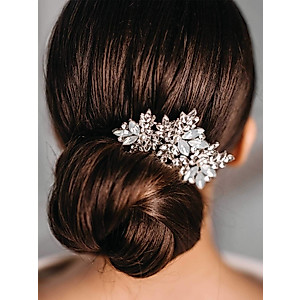 AW BRIDAL Opal Crystal Hair Comb Bridal Hair Pieces Retro Bridal Hair Clips Wedding Hair Accessories for Brides and Bridesmaids (Silver)