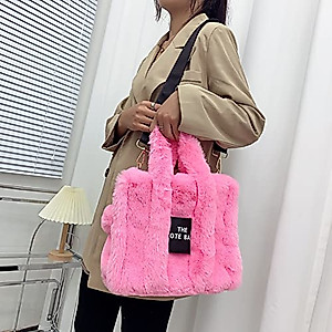 JQWYGB The Tote Bags for Women - Trendy Personalized Fluffy Tote Bag Large Capacity Top-Handle Shoulder Crossbody Bags for Work Travel Shopping