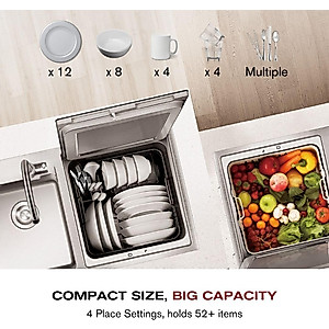 FOTILE SD2F-P5L 3-in-1 In-Sink Dishwasher & Kitchen Sink Combo with 360° Cleaning, Produce Wash, Child Lock, Energy Efficient for Space-Saving Hygienic Kitchen Solutions (Dishwasher on the Left)