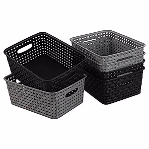 Begale Plastic Storage Basket for Household Organization, Set of 6