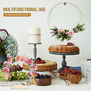 12Pcs 12 Inch Metal Floral Hoop Centerpiece with Stand for Table,Metal Macrame Gold Wreath Ring with 12Pcs Holders Stands,Centerpiece Table Decorations for DIY Wedding Decor and Wall Hanging Crafts