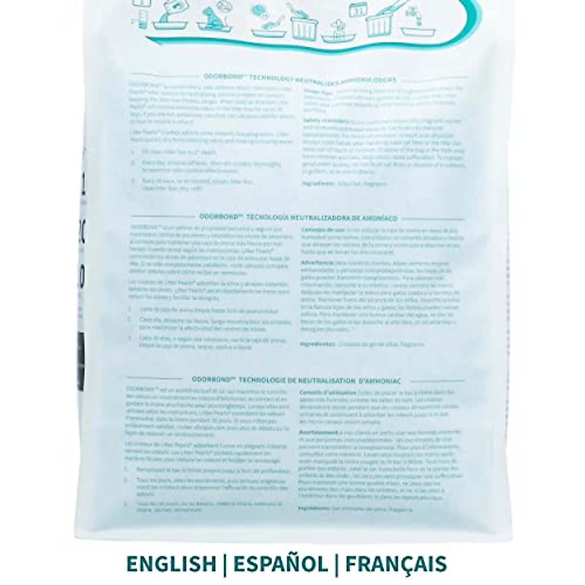 Litter Pearls Crystal Cat Litter with Odorbond- Superior Odor Control, Soft-On-Paws, Low Dust, 7lb, Micro Fresh, White, Clear and Blue Crystals