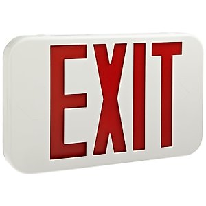 Morris Products LED Exit Sign – Standard Type - Red With White Housing – Battery Backup – Automatic, Low Voltage Disconnect - Compact, Low-Profile Design –Energy Saving, High Output – 1 Count, (73012)