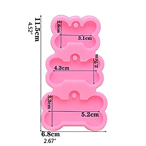 Diarypiece Pet Dogs Cats Tag Bone Shaped Keyring Epoxy Resin Mold,Key Chain Pendant Silicone Mould