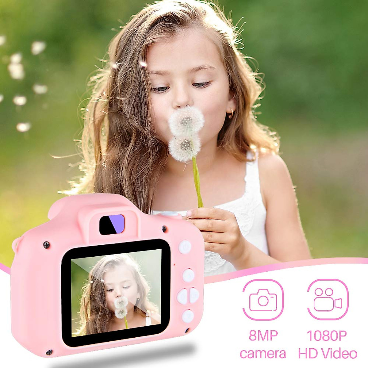 NINE CUBE Kids Camera, Christmas Birthday Gifts for Boys Age 3-8, HD Toy Digital Camera for Kids, Mini Toddler Camera for Girls 3 4 5 Year Old, Children's Toys Camera with 32GB SD Card
